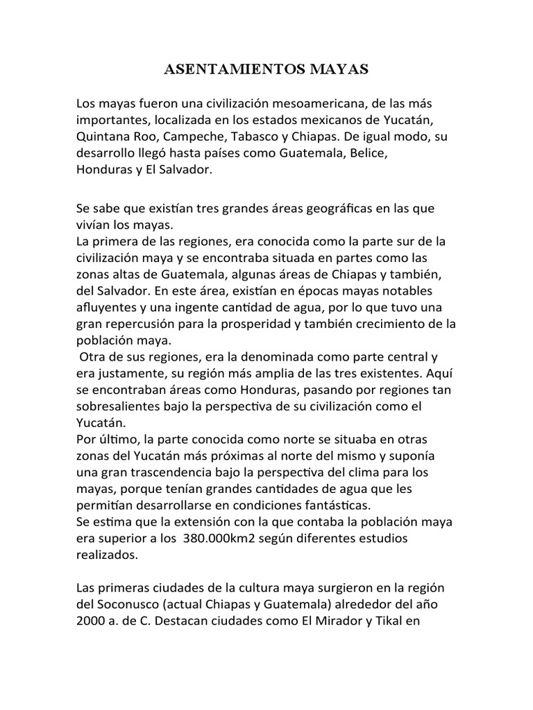 Asentamientos Mayas en México | PDF | Civilización maya | Cultura de ...