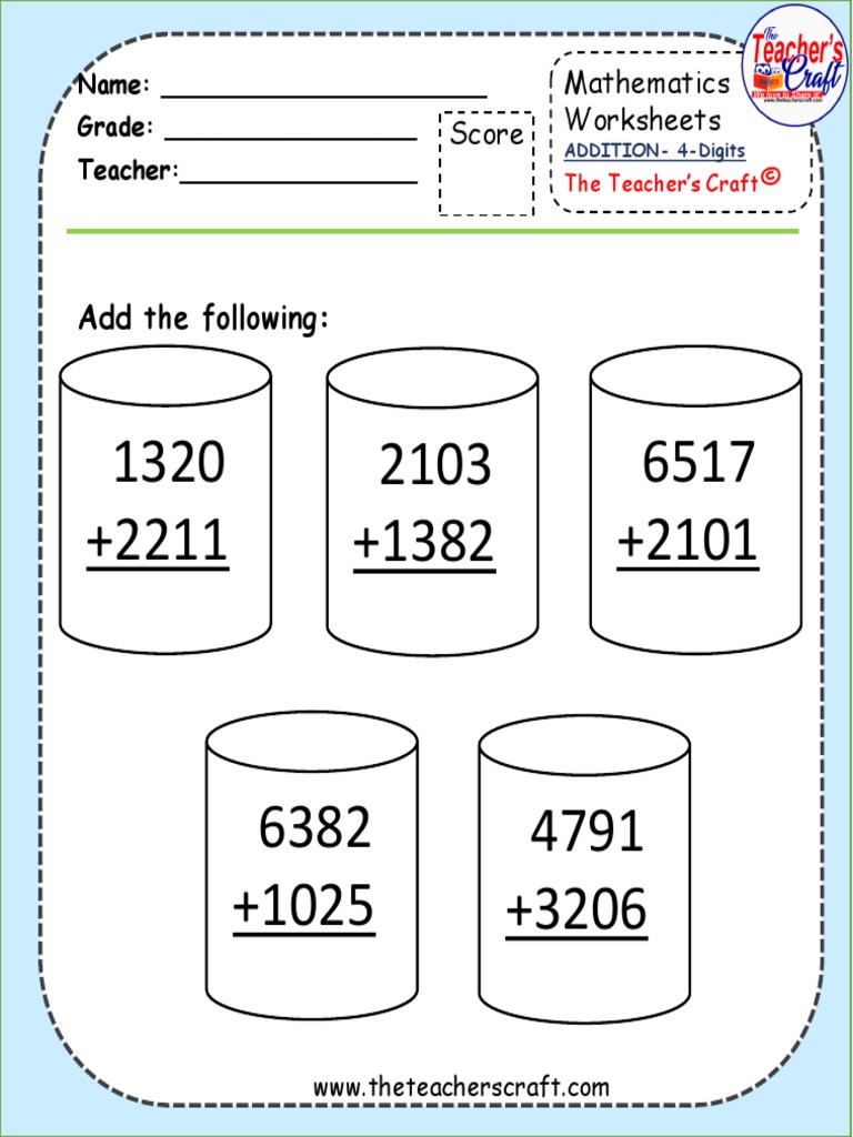 4-Digit Addition Worksheets | PDF | Mathematics
