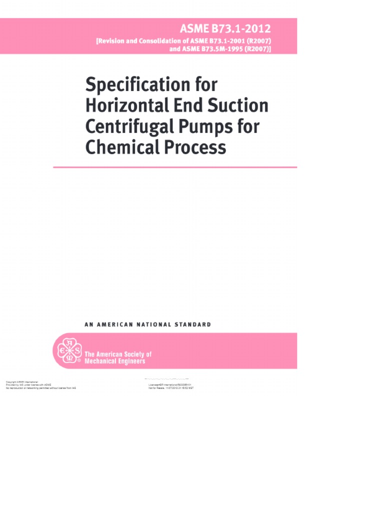 (PDF) Asme b73.1 2012.PDF - Wiac - Info Bomba Centrifuga Asme B 73.1 | PDF