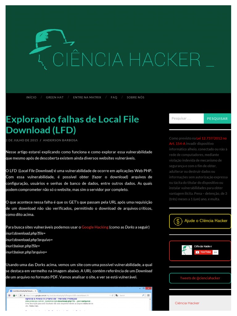 Explorando Falhas de Local File Download (LFD) | PDF | Vulnerabilidade (informática) | Programas