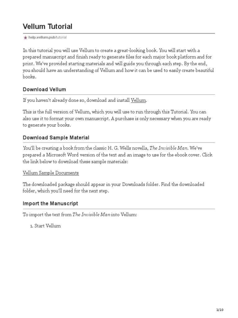 Vellum Tutorial | PDF | Books | Computer File
