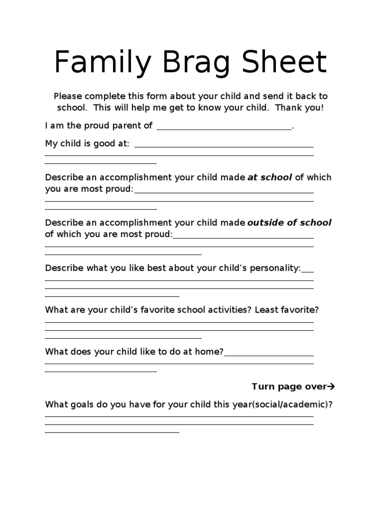 Parent Brag Sheet | PDF