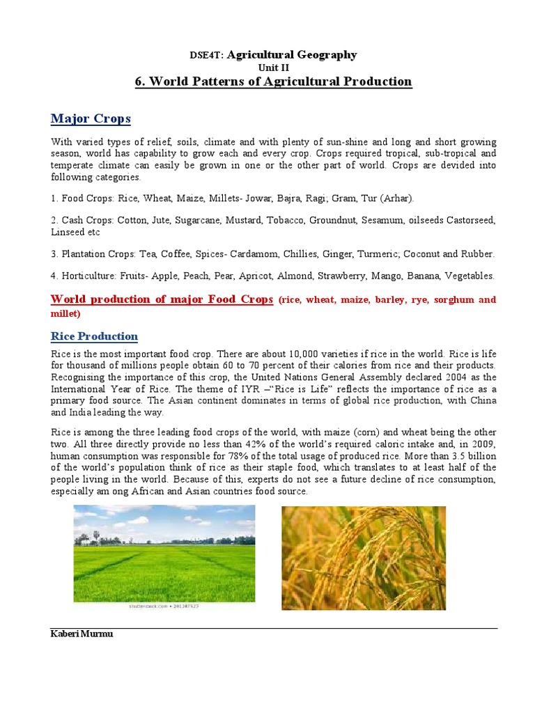 Global Agricultural Crop Distribution | PDF | Sugarcane | Mango