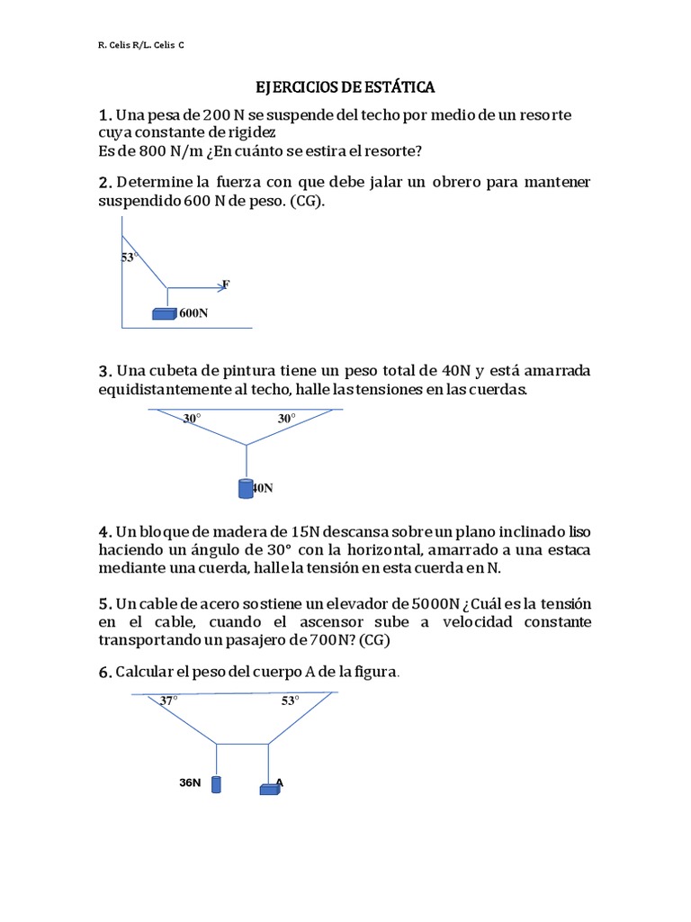 PROBLEMAS DE ESTÁTICA | PDF | Tensión (Física) | Fuerza