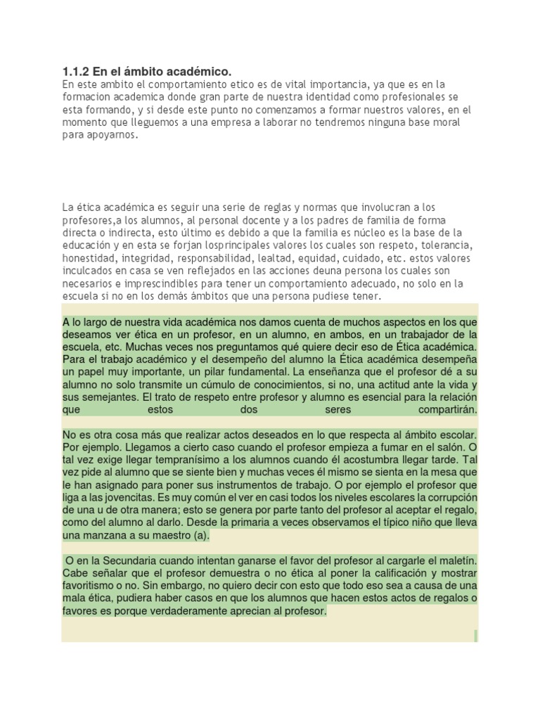 Ética en el ámbito académico | PDF | Maestros | Método de enseñanza
