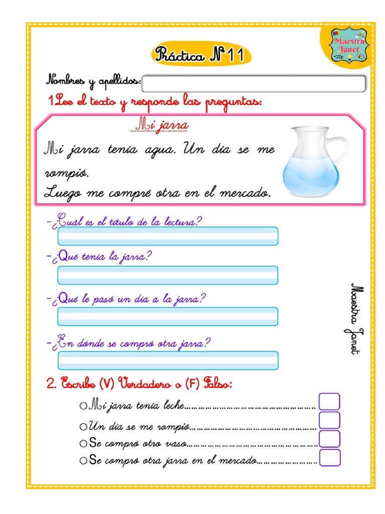 1° Grado Practica Pequeño Texto 5 | PDF