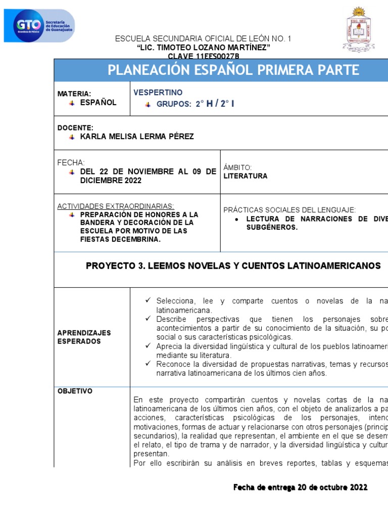 Proyecto 3. Leemos Novelas y Cuentos Latinoamericanos | PDF