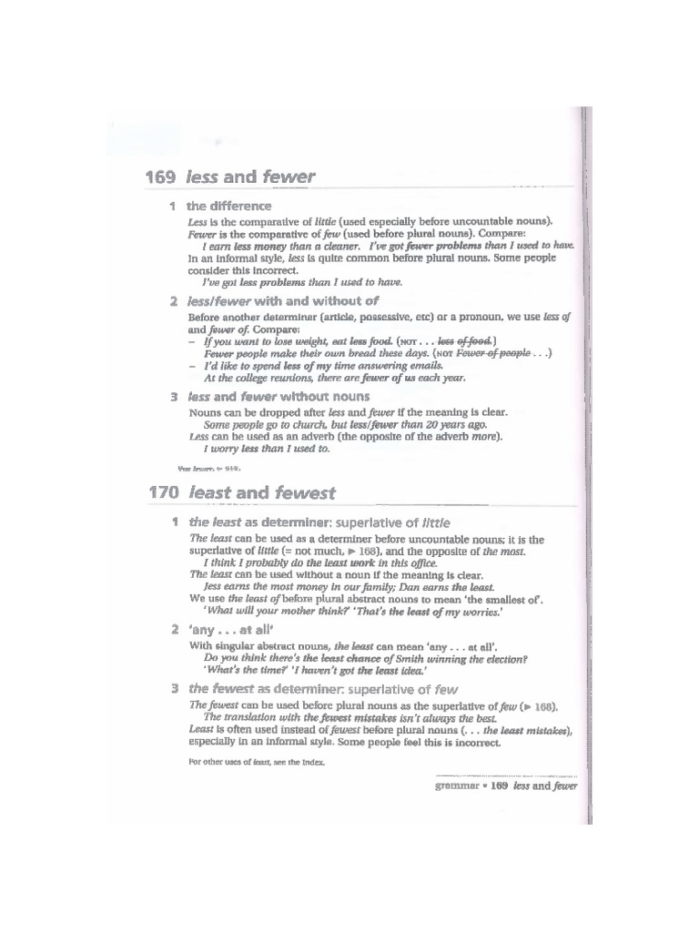 Less Fewer 1 The Difference PDF Noun Morphology