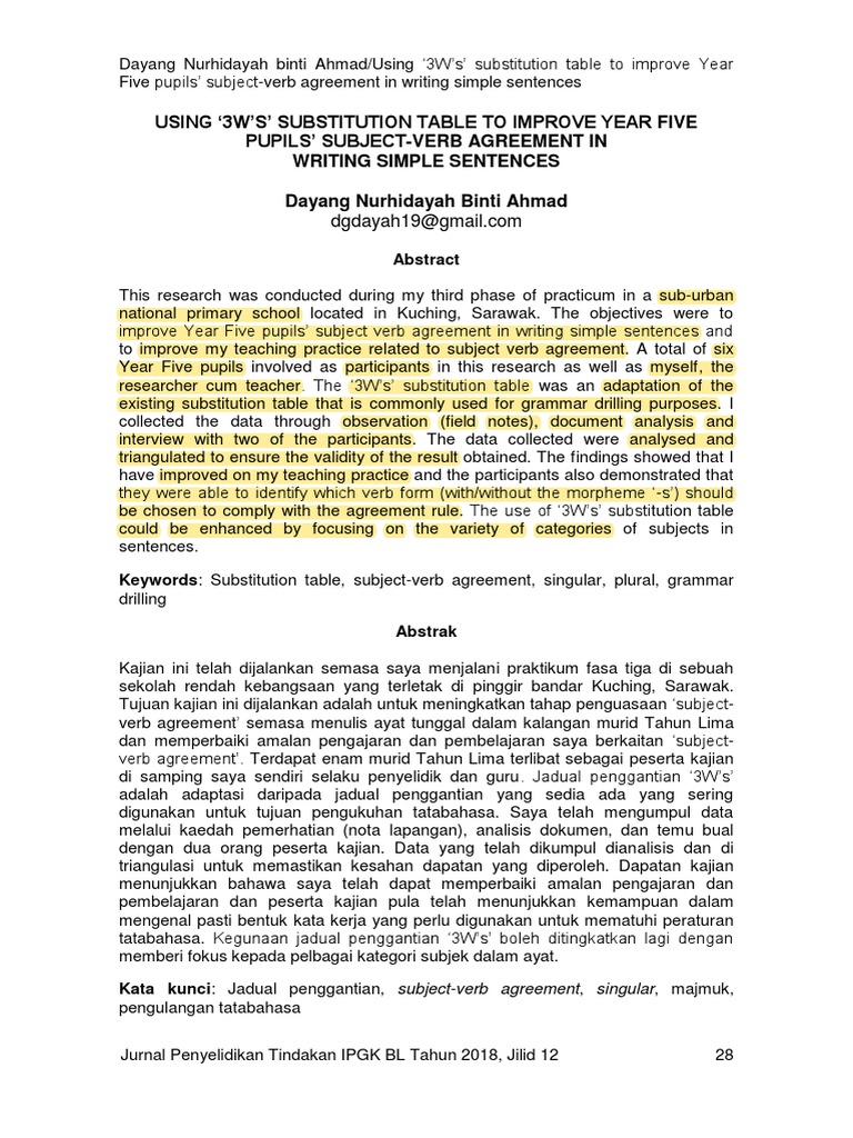 Improve Subject-Verb Agreement with 3W's Table | PDF | Career & Growth ...