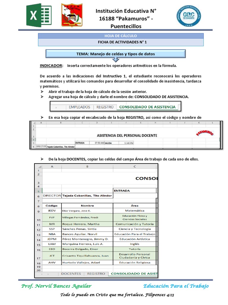 1° - EDA 6 ACTIVIDAD 3 - Ficha de Actividades | PDF | Hoja de cálculo | Informática