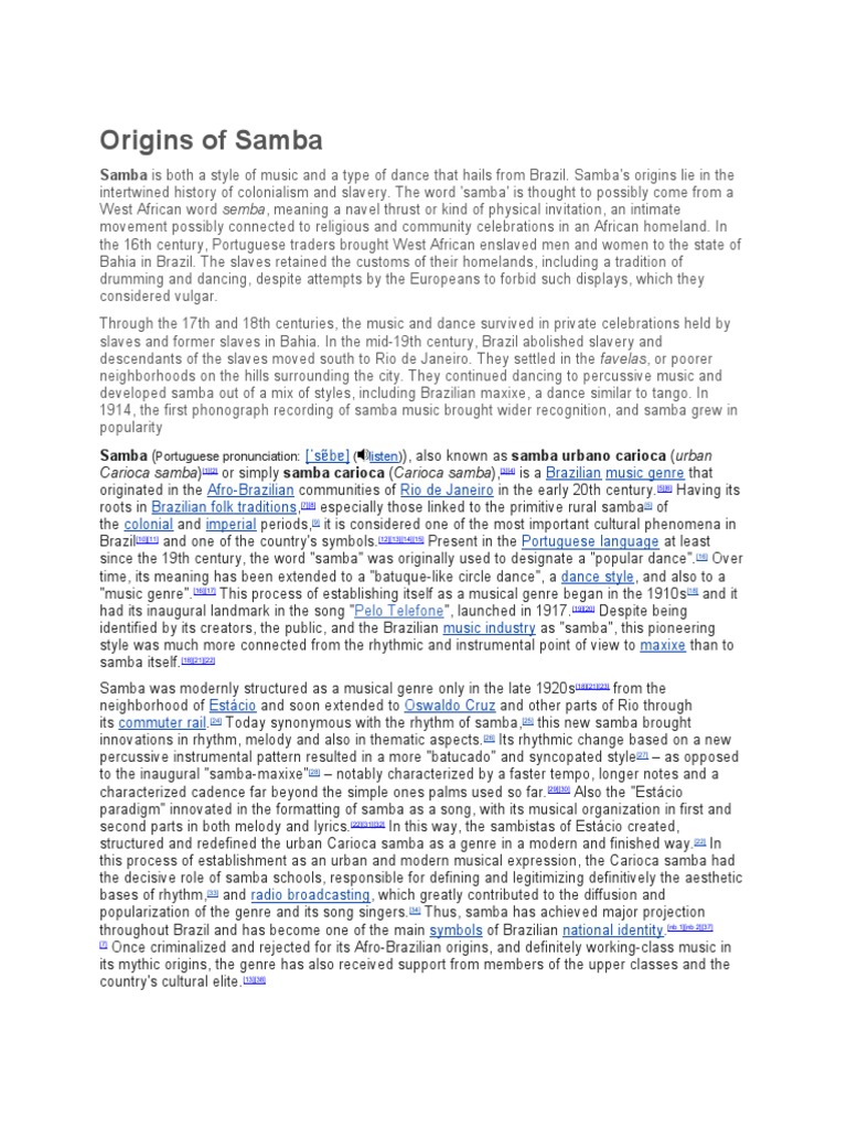 History of Samba | PDF | Performing Arts