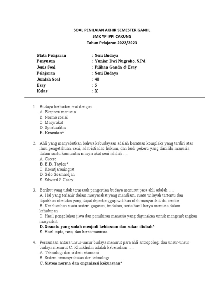 Soal Penilaian Akhir Semester Ganjil SMK | PDF