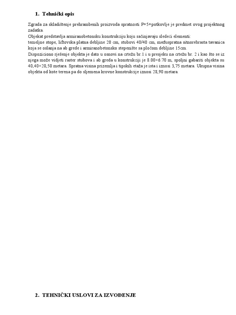 Staticki Proracun (Varijanta I) | PDF