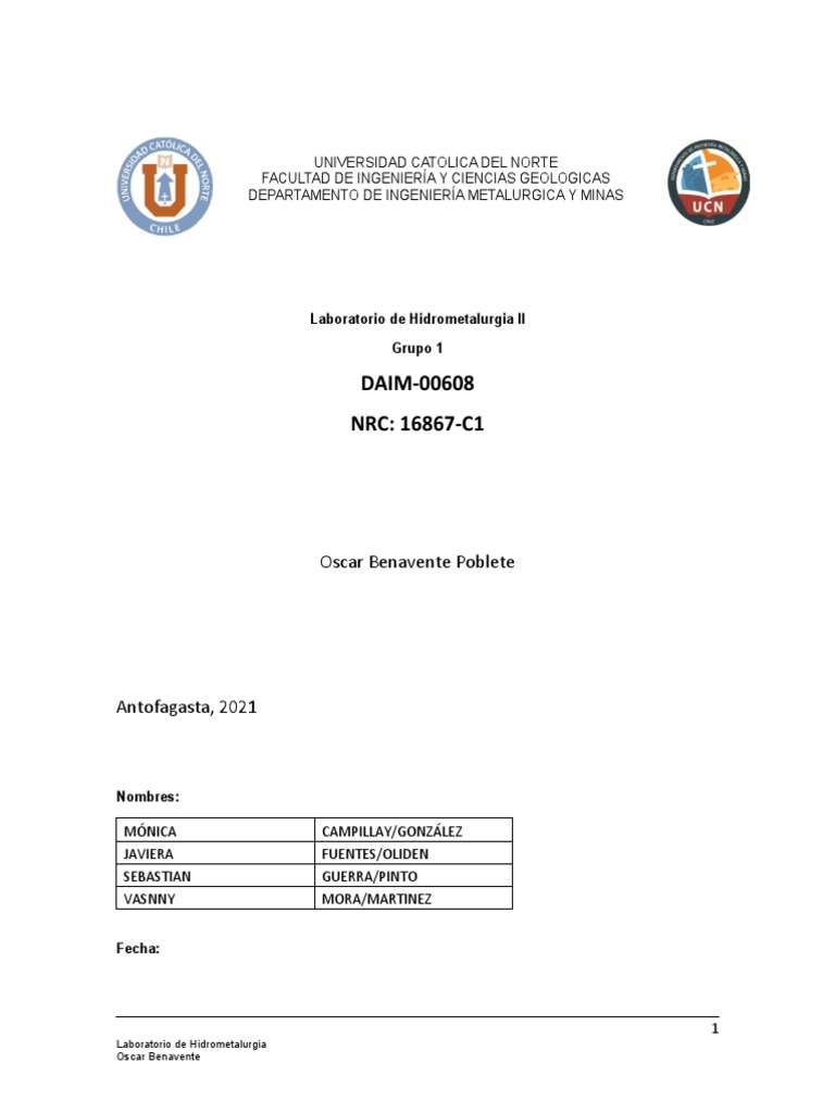 Lab 2 Hidro II 2021 G1 | PDF | Cobre | Corriente eléctrica