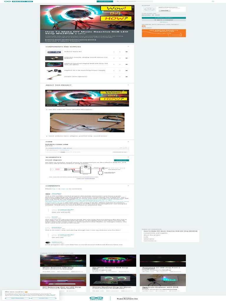 Create Arduino CC Projecthub MaheshBHISHNOI How Toke Diy Music Reactive RGB Led Strip Ws2812b ...