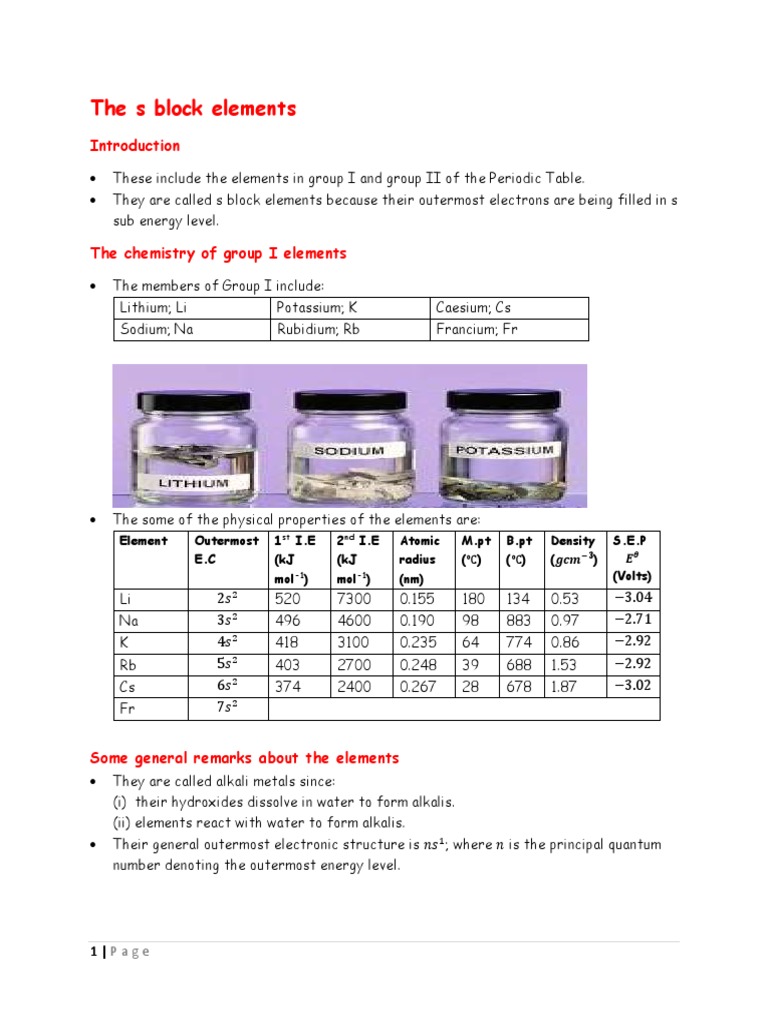 S5 CHEM (The S-Block Elements) | PDF | Hydroxide | Sodium Hydroxide