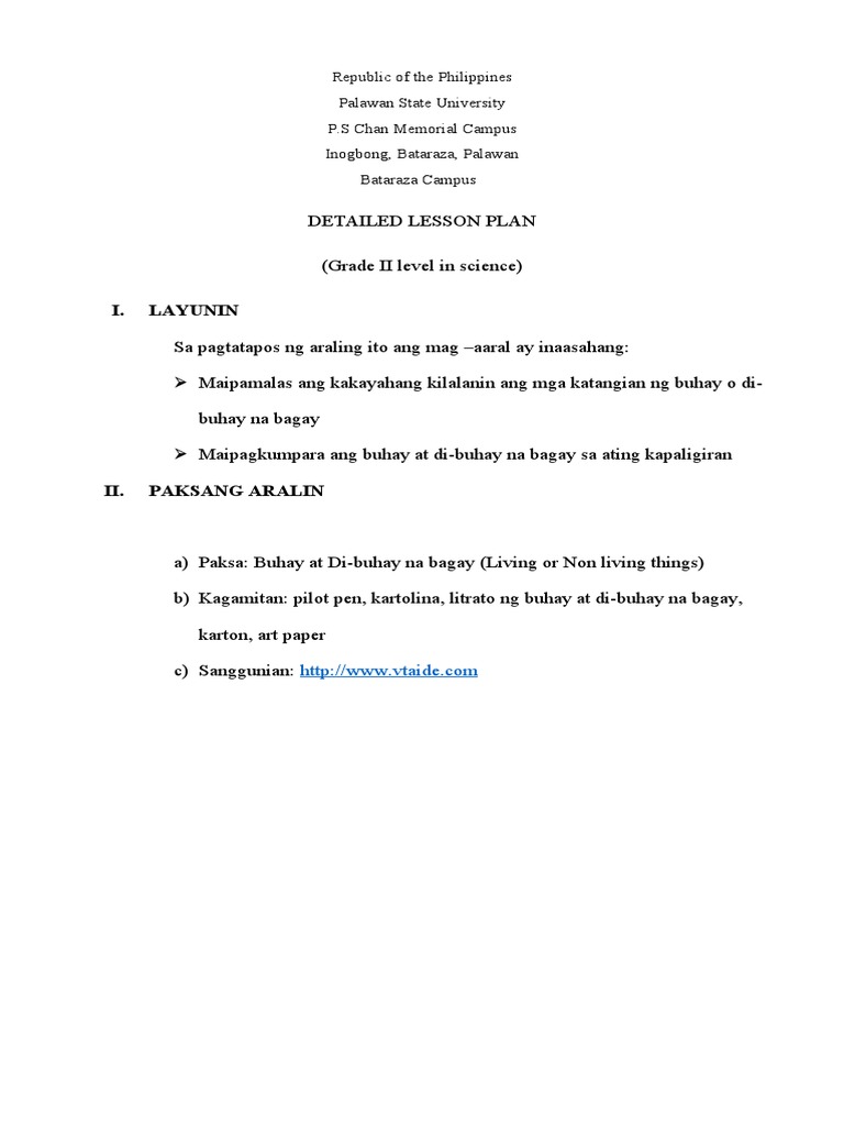 Detailed Lesson Plan | PDF