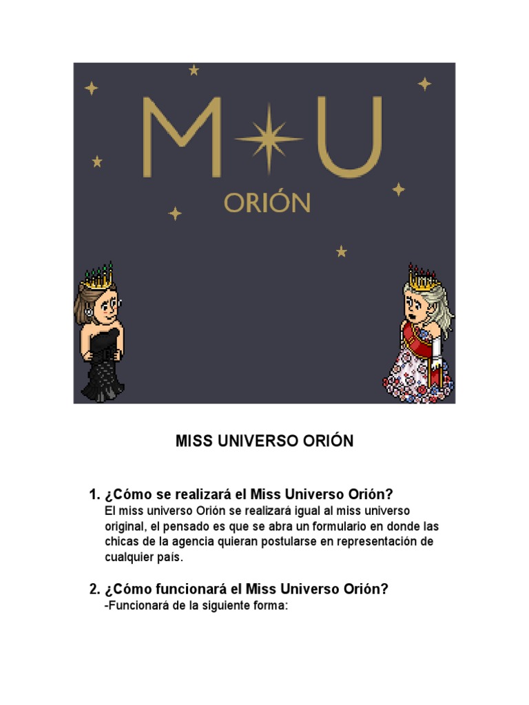 Miss Universo Orión | PDF