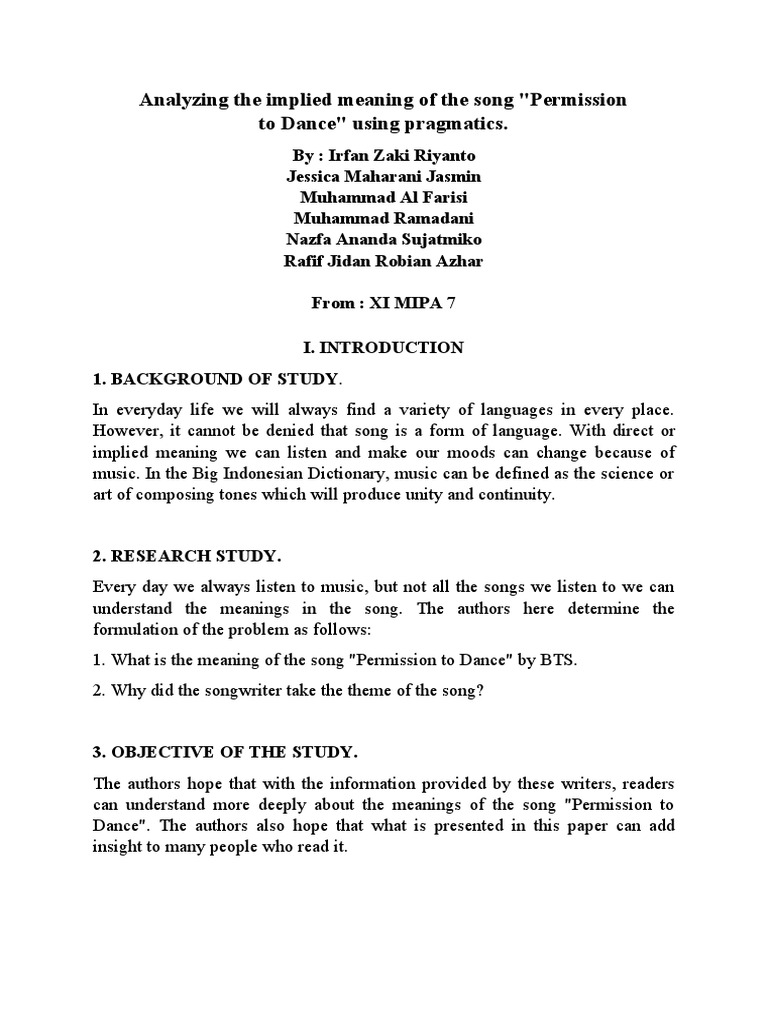 Analyzing The Implied Meaning of The Song PTD | PDF | Cognition ...