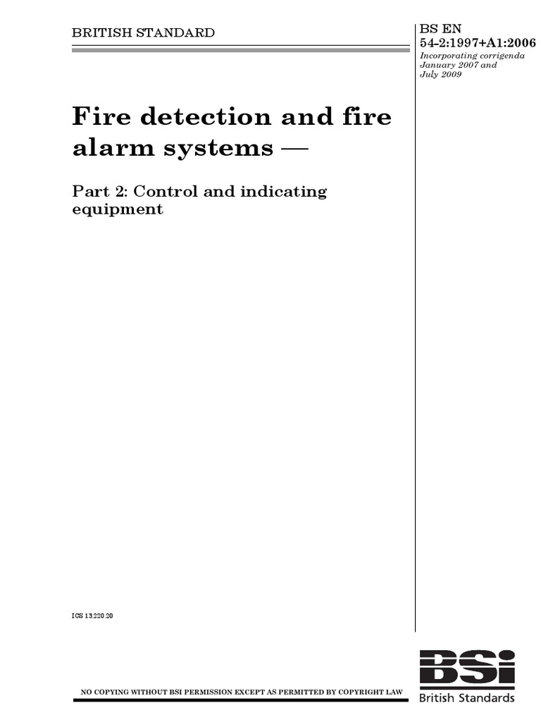 Fire Detection and Fire Alarm Systems - : Part 2: Control and Indicating Equipment | PDF ...