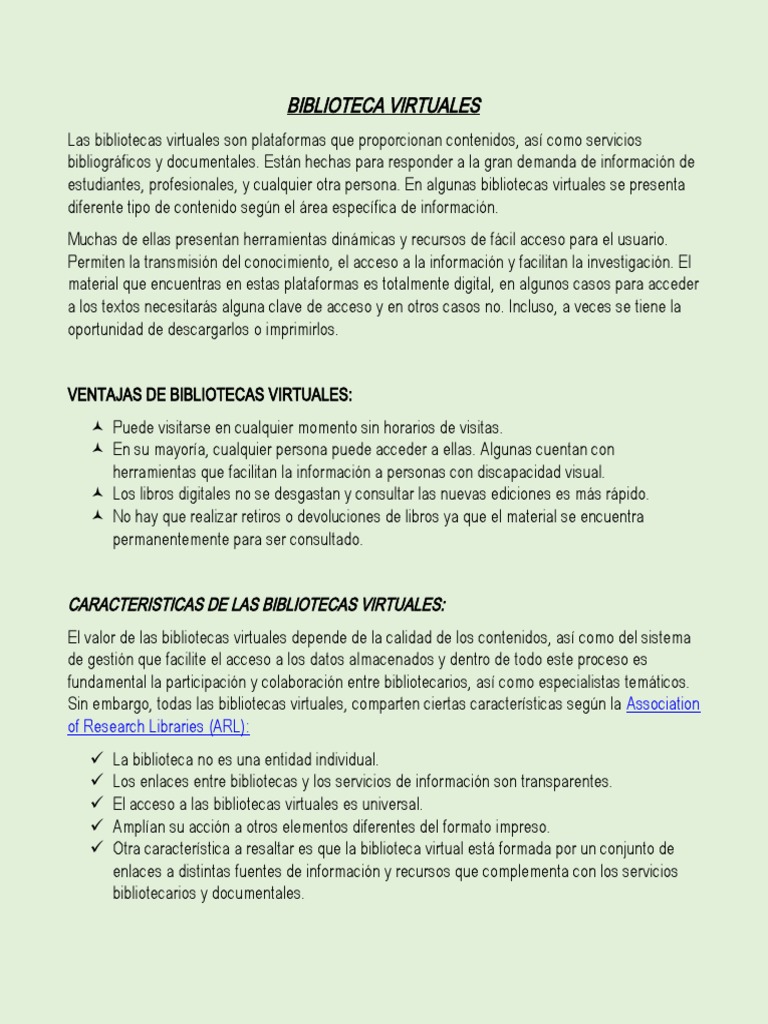 Biblioteca Virtuales | PDF | Libreria digital | Bibliotecas