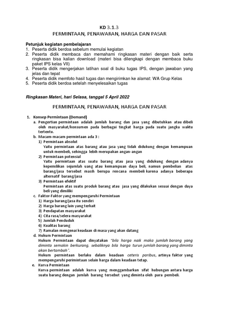 KD3.1.3 Pasar | PDF