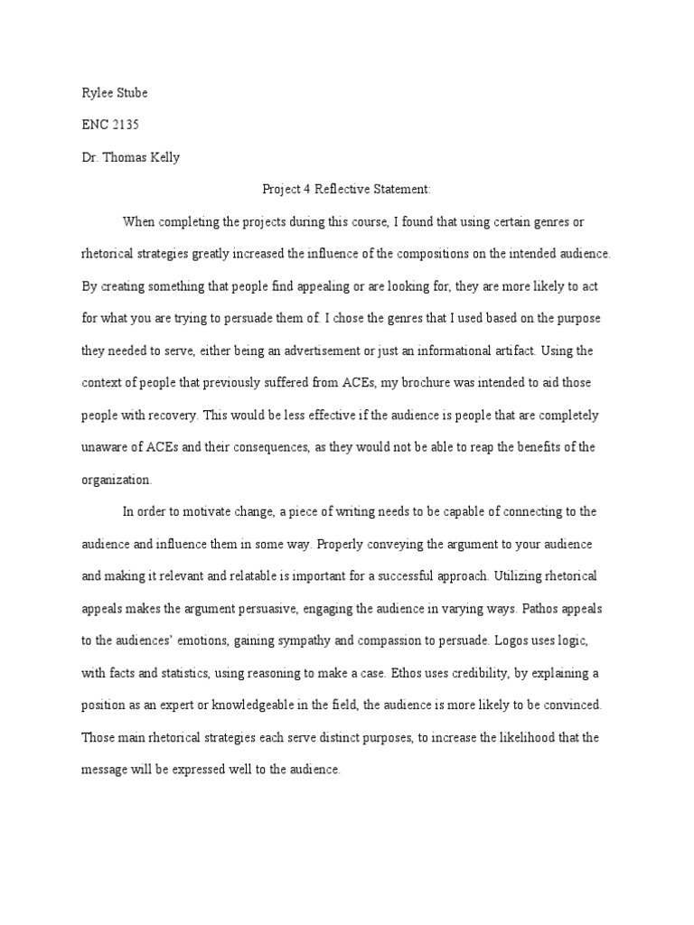Project 4 Reflective Statement Pdf Argument Fallacy