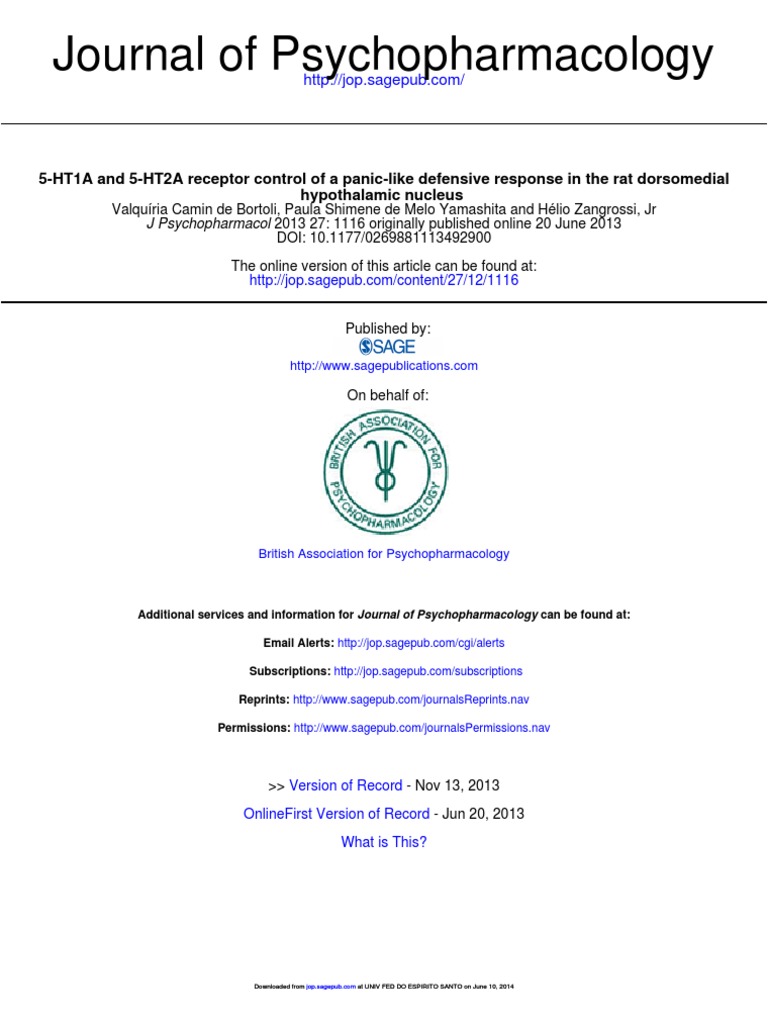 5-HT1A and 5-HT2A Receptor Control of A Panic-Like Defensive Response ...