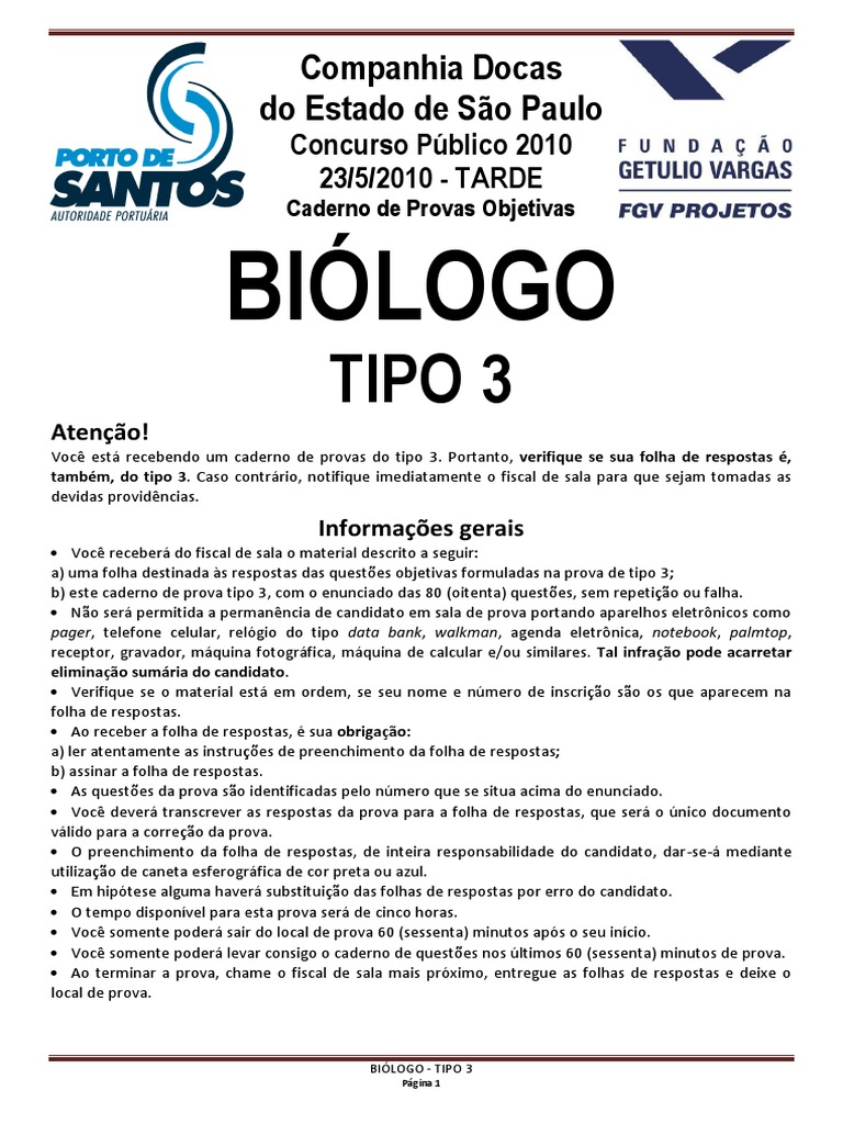 Codesp Biólogo Tipo 3 | PDF | Gripe | Verdade