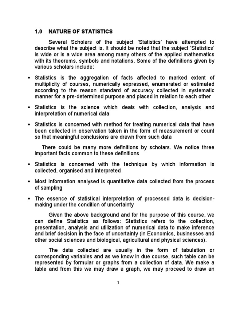 ssc201 Lecture Note-1 | PDF | Statistics | Sampling (Statistics)