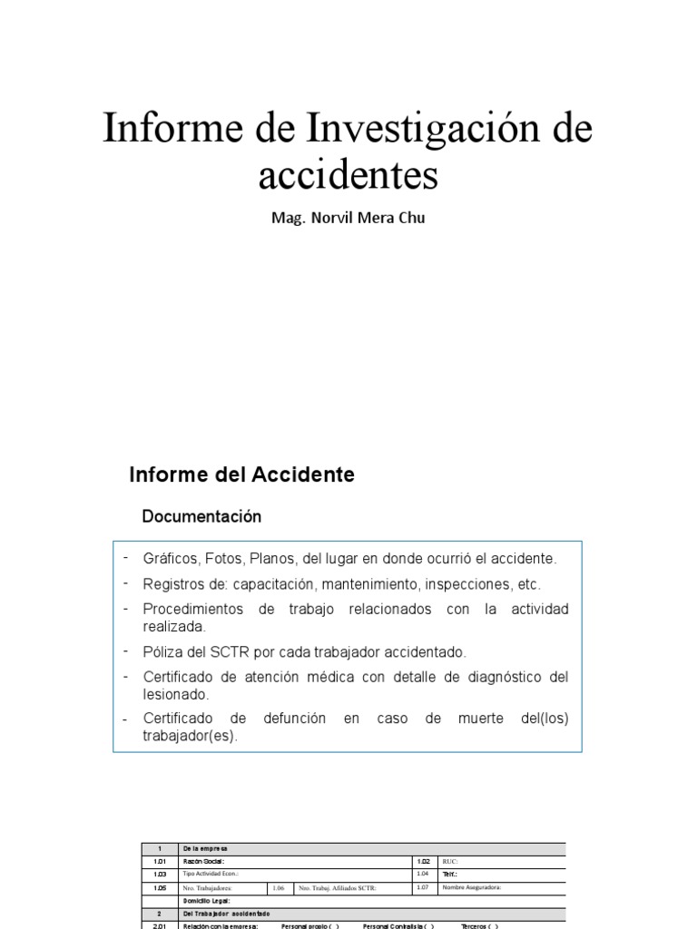 Modelo-Informe de Investigación de Accidentes | PDF | Máquina de vapor ...