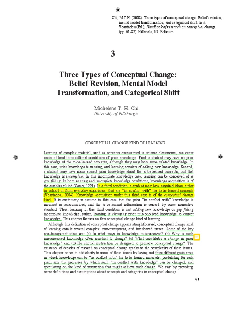 3.three Types of Conceptual Change Belief Revision Mental Model Transformation and Categorical ...