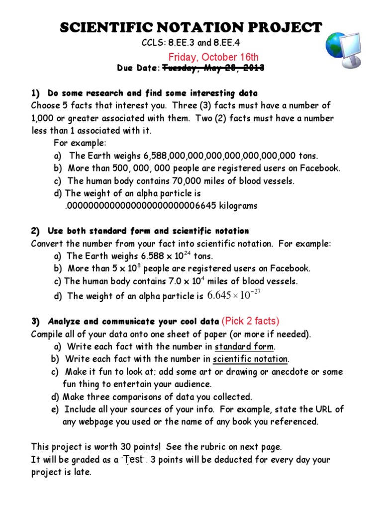 8th Grade Scientific Notation Project | PDF | Weight | Science
