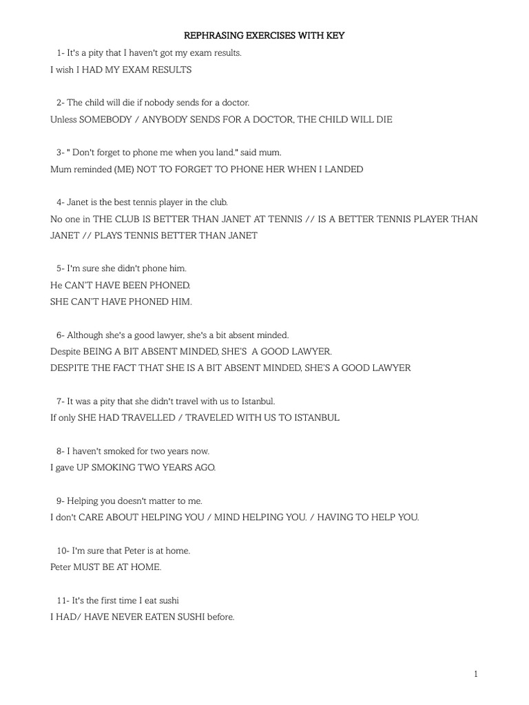 Rephrasing Key | PDF