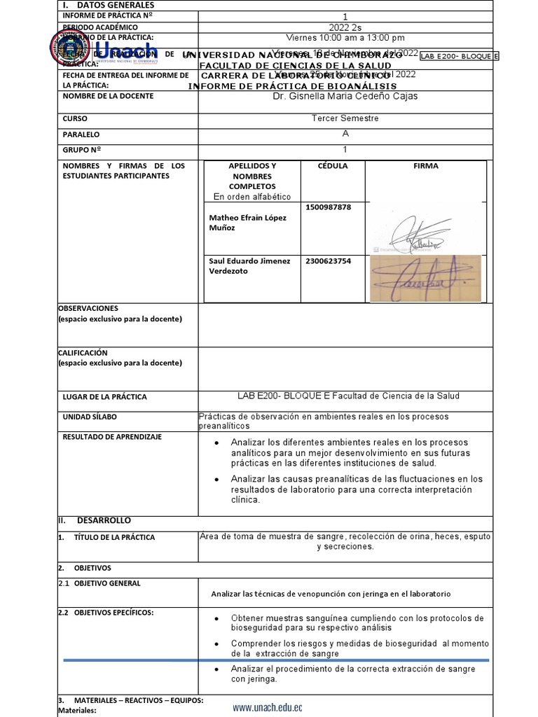 López Matheo Jimenez Saul Informe 1 | PDF | Laboratorios