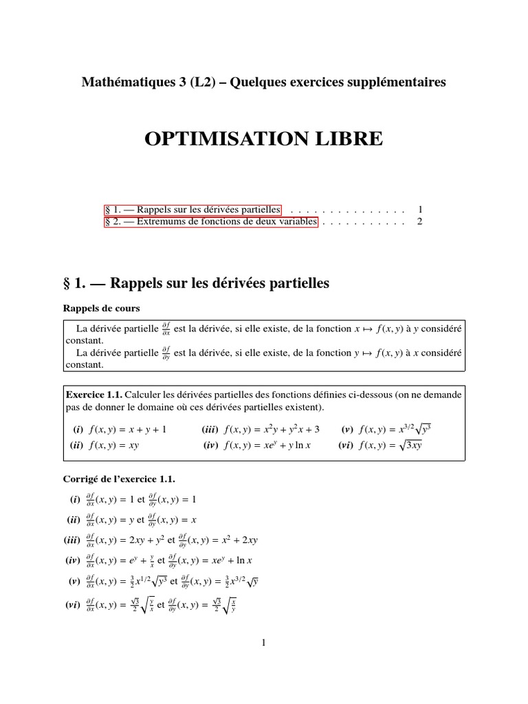 Maths3 Optimisation Libre | PDF | Extremum | Algorithmes