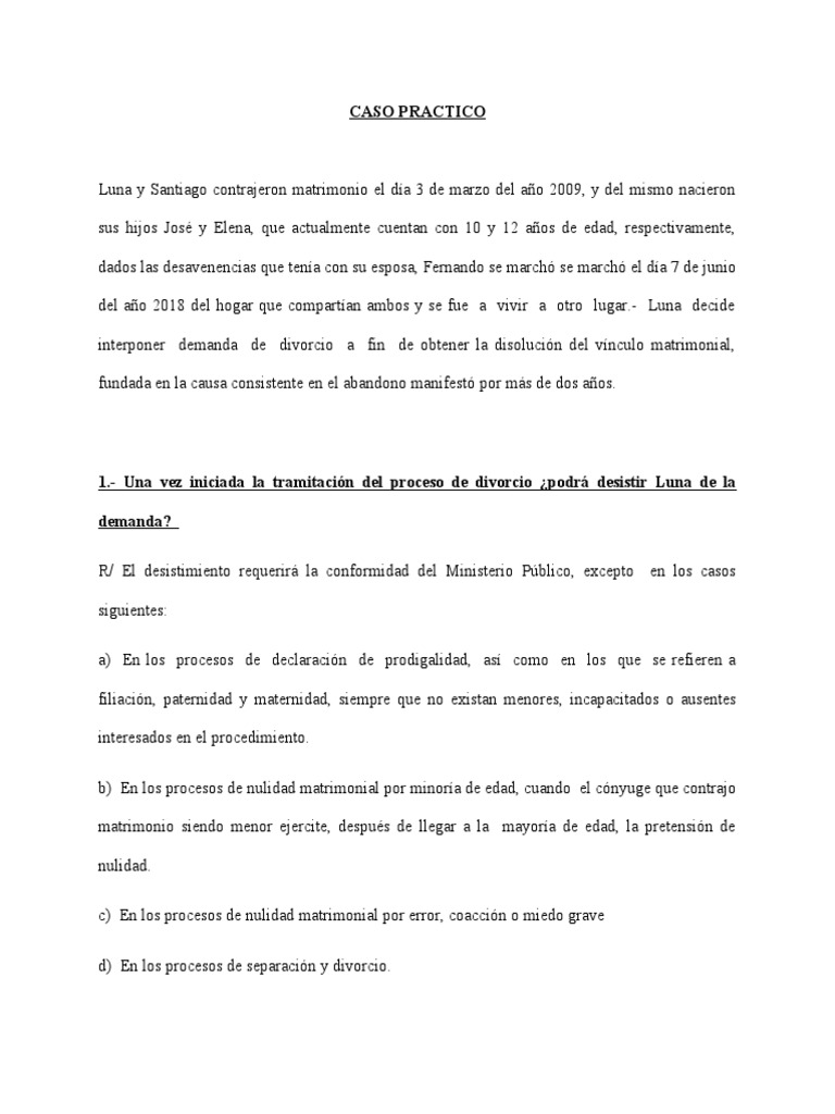 Caso Practico Dip Tarea | PDF | Divorcio | Matrimonio