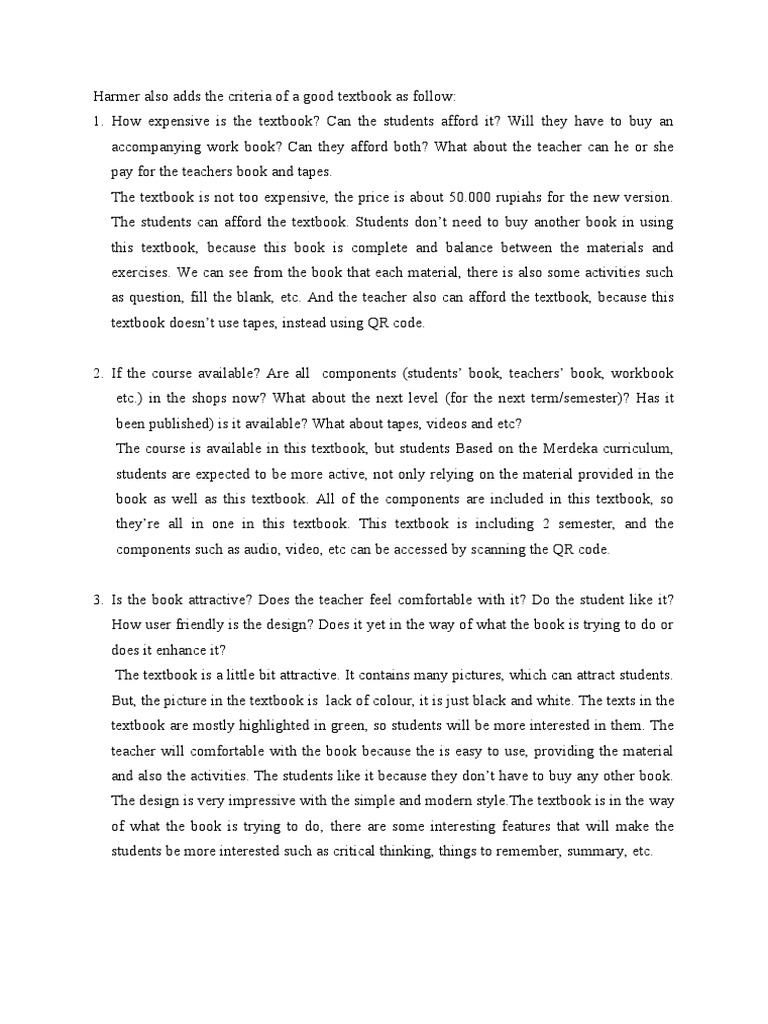 Criteria of A Good Textbook Based On The Experts | PDF | Textbook | Books