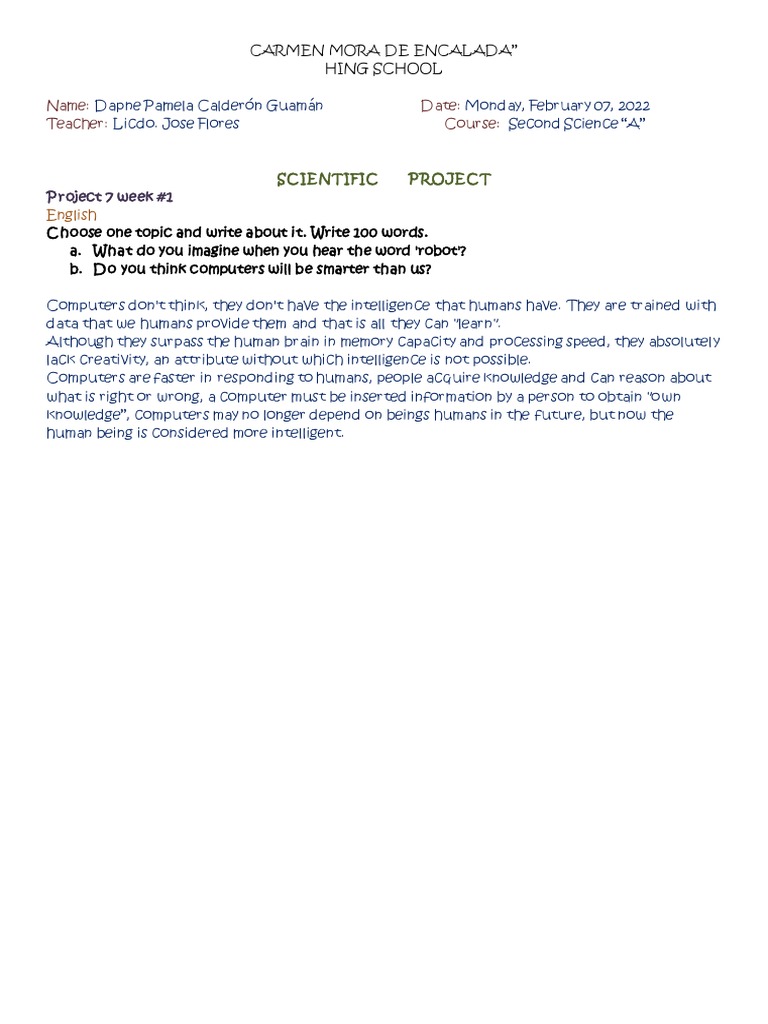 English P7 | PDF | Human | Intelligence