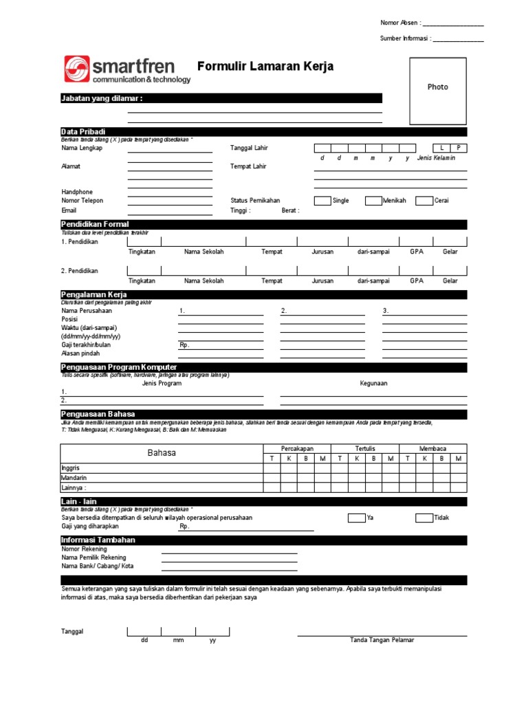 Formulir Kelengkapan Perjanjian Kerja | PDF