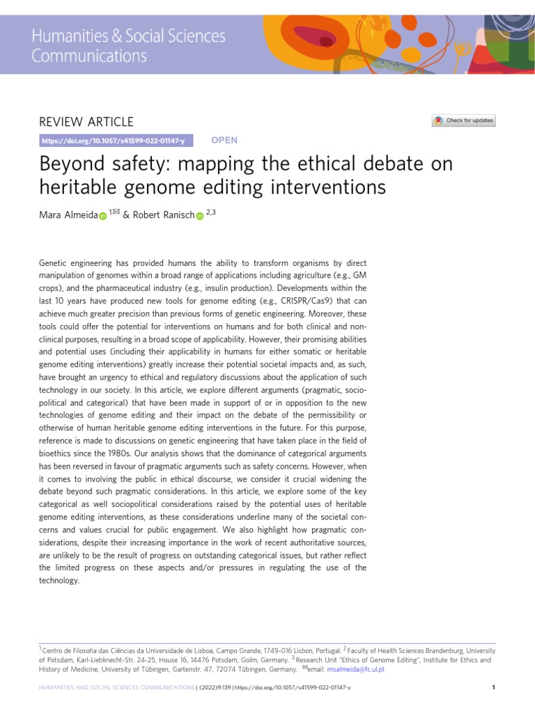 Beyond Safety: Mapping The Ethical Debate On Heritable Genome Editing ...