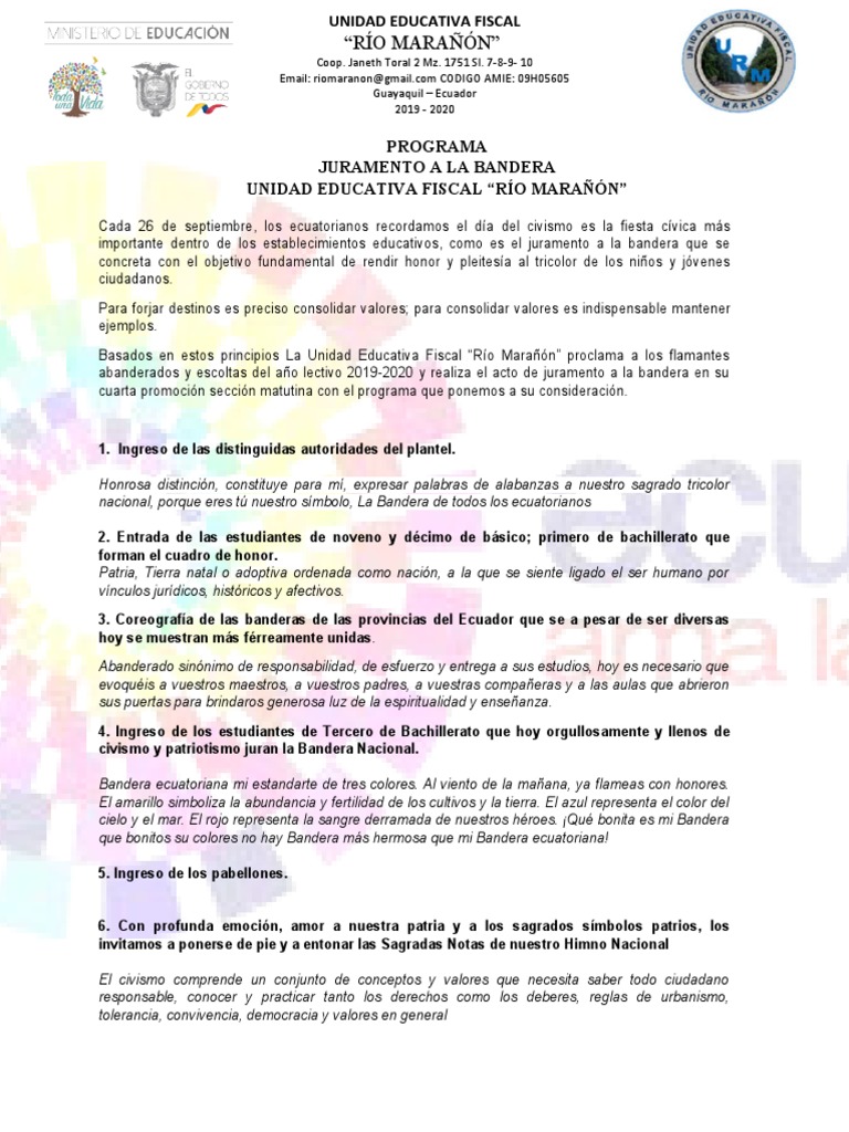 Programa Juramento A La Bandera 2019 | PDF | Ciencias sociales