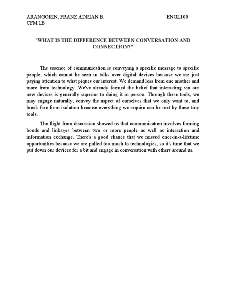 What Is The Difference Between Conversation and Connection | PDF