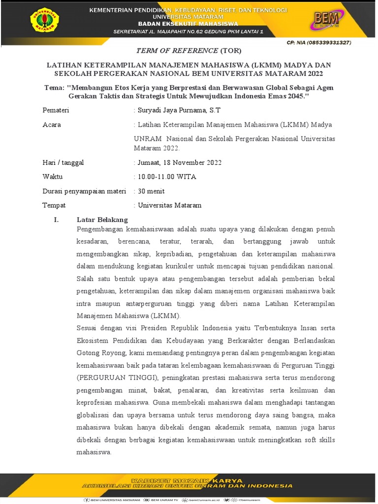 TOR NARASUMBER LKMM SJP Fix | PDF | Karier & Perkembangan