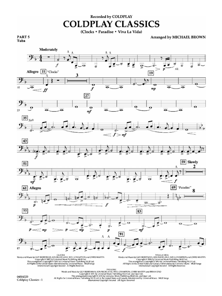 Coldplay Classics - Tuba | PDF