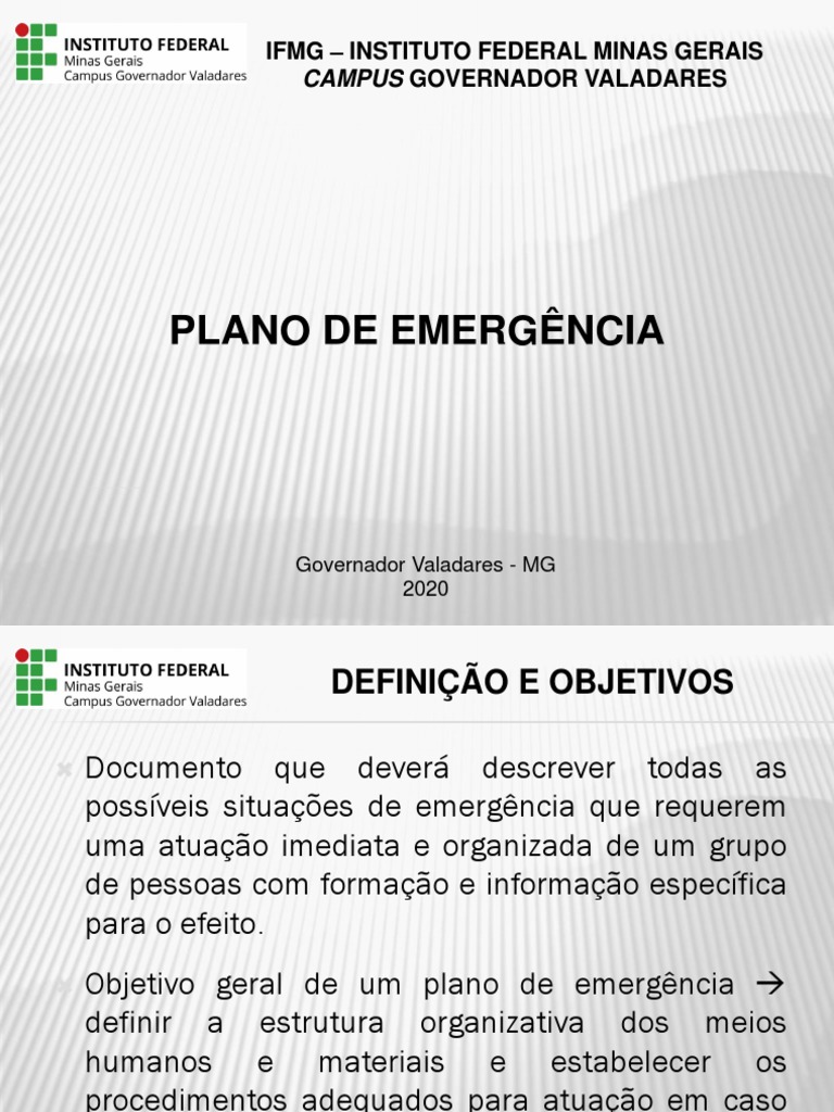 Aula 10 - Planos de Emergência | PDF | Emergência