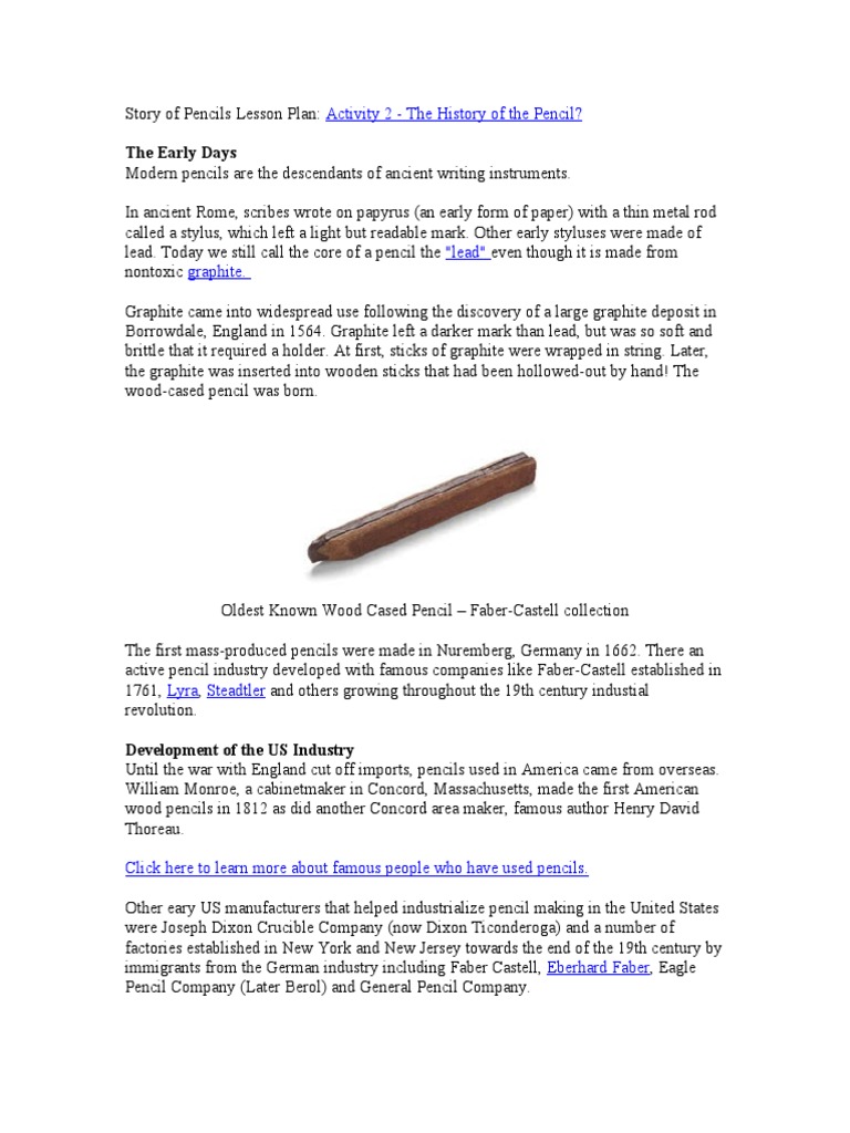 History and Evolution of Pencils | PDF | Pencil