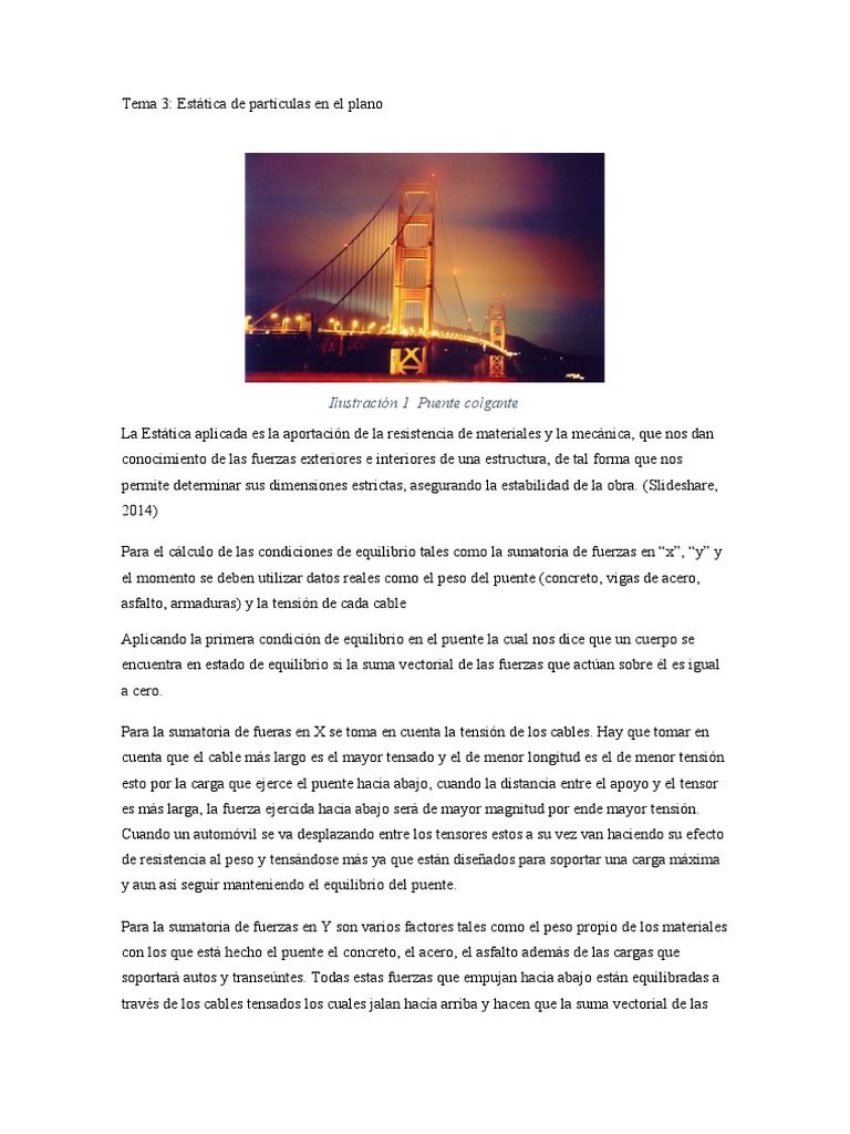Tema 3 Estatica de Particulas en El Plano | PDF | Fuerza | Puente