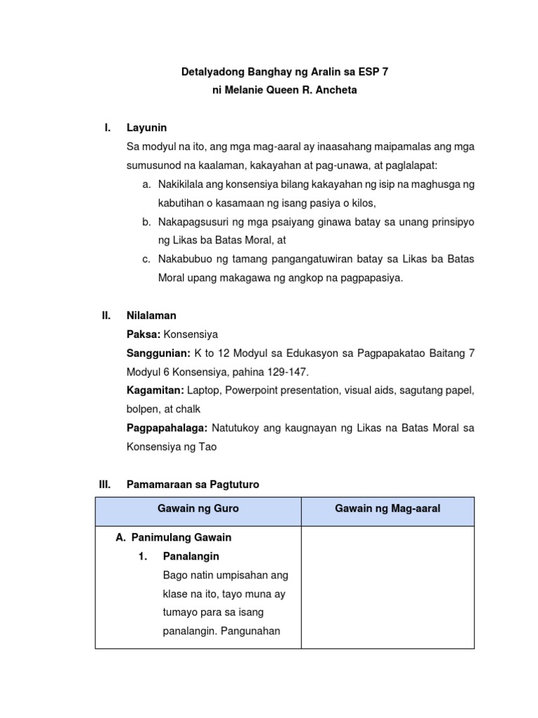 Masusing Banghay Sa Modyul 6 Konsensiya 1 | PDF