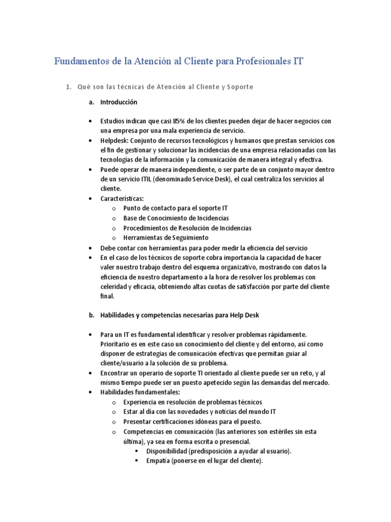Apuntes Curso Fundamentos de La Atención Al Cliente para Profesionales ...